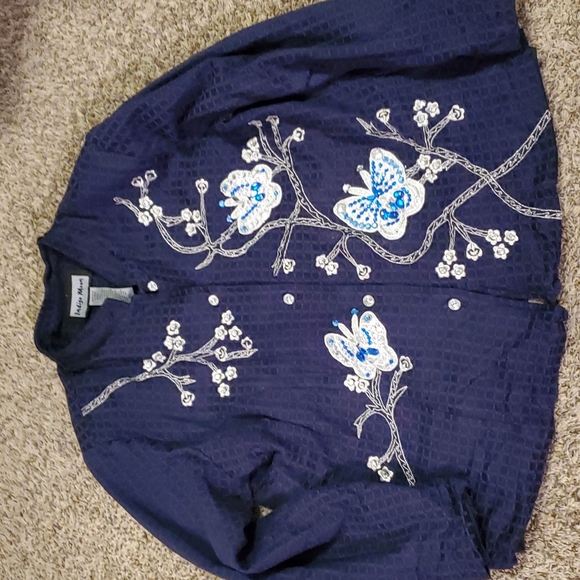 indigo moon | Jackets & Coats | Indigo Moon Xl Blue And Silver Button ...